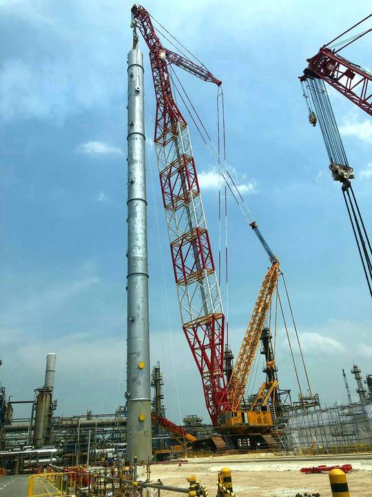 Demag CC 8800-1 crane performs heavy lifting with boom booster